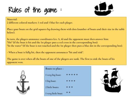 Printable battleship game - Free Strategy Game - Treasure hunt 4 Kids