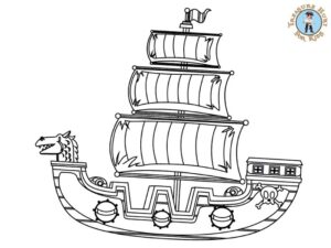 Pirate Galleon Coloring Page - Free Printables - Treasure hunt 4 Kids