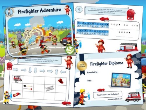 Firefighter Adventure Game - Printable party game - Treasure hunt 4 Kids