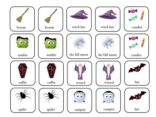 Halloween memory game - Free Printable Matching Cards - Treasure hunt 4 ...