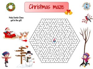 Christmas maze - Free Printable PDF Puzzle - Treasure hunt 4 Kids