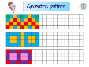 Kids geometric Pattern - Free math worksheet - Treasure hunt 4 Kids