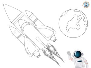 Rocket Coloring Page - Space theme - Treasure hunt 4 Kids
