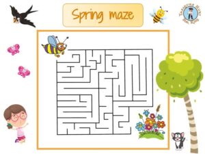 Spring maze - Free Printable PDF Puzzle - Treasure hunt 4 Kids