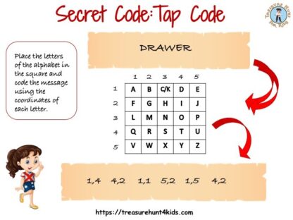 Secret code for kids - Write a secret message - Treasure hunt 4 Kids