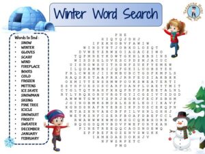 Winter Word Search - Free Printable Puzzle PDF - Treasure hunt 4 Kids