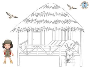 Hut Coloring Page - Free Printables - Treasure hunt 4 Kids