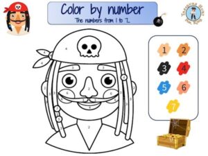 Pirate Color By Number - Free printable game - Treasure hunt 4 Kids