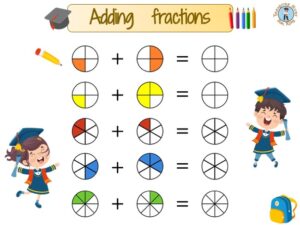 Adding fractions worksheet - Treasure hunt 4 Kids