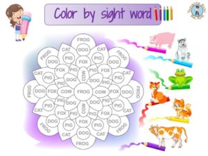 Animal Color by sight word - Free Printable - Treasure hunt 4 Kids