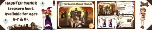 Haunted Manor Treasure Hunt - Print & play game kit - Treasure hunt 4 Kids