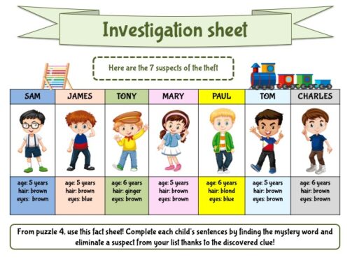 A Kindergarten Classroom Detective Game - Treasure hunt 4 Kids