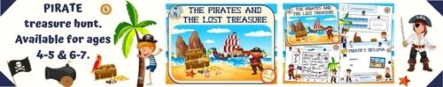 Pirate treasure hunt - Print & play game kit - Treasure hunt 4 Kids
