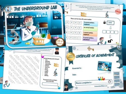 Secret Agent Escape Room - The Underground Lab - Treasure hunt 4 Kids