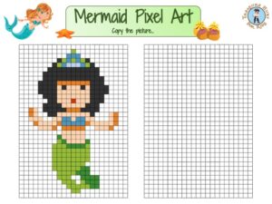 Mermaid Pixel Art Grid - Treasure hunt 4 Kids - Free games
