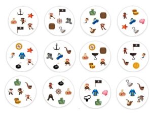 Pirate Spot It card game - Free Printable Matching Cards - Treasure ...
