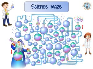 Science maze - Free Printable PDF Logic Game - Treasure hunt 4 Kids