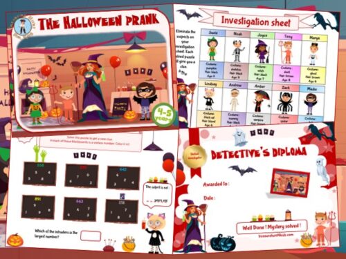 Halloween printable game - Mystery party - Treasure hunt 4 Kids