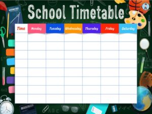 School Timetable to print - Schedule template - Treasure hunt 4 Kids