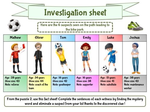 Soccer Mystery Investigation Game - Printable Kit Ages 6–7 - Treasure ...