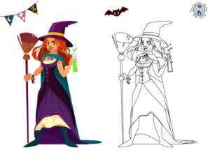 Halloween Witch Coloring Page - Free Printables - Treasure hunt 4 Kids
