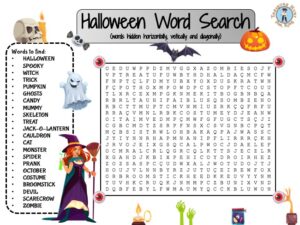 Halloween Word Search - Free Printable Puzzle - Treasure hunt 4 Kids