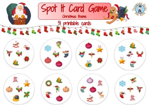 Christmas Spot It Card Game - Matching game - Treasure hunt 4 Kids