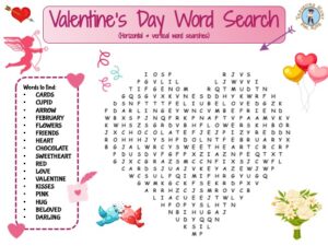 Valentine's Day Word Search - Free Printable Puzzle - Treasure hunt 4 Kids