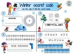 Winter secret codes - Encrypted messages - Treasure hunt 4 Kids