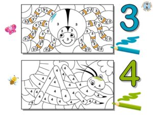 Color by number 1-10 worksheets - Treasure hunt 4 Kids