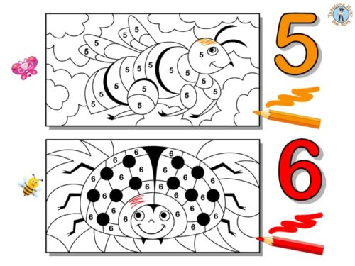 Color by number 1-10 worksheets - Treasure hunt 4 Kids