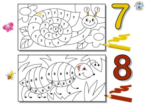 Color by number 1-10 worksheets - Treasure hunt 4 Kids