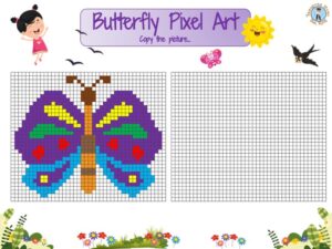 Butterfly Pixel Art Grid - Treasure hunt 4 Kids - Free game