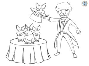 Circus Magician Coloring Page - Treasure hunt 4 Kids