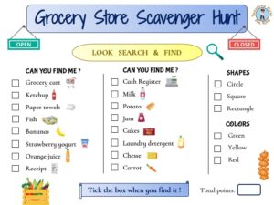 Grocery Store Scavenger Hunt - Free Printable Game for Kids - Treasure ...