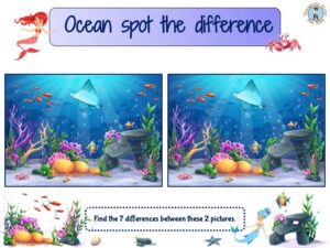 Ocean spot the difference game - Printable activity - Treasure hunt 4 Kids