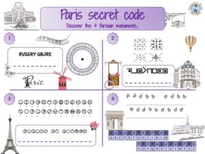 Paris secret codes - Encrypted messages - Treasure hunt 4 Kids
