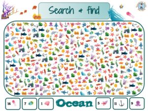 Ocean Seek and find - Free Printable PDF Game - Treasure hunt 4 Kids