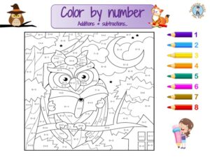 Owl color by number - Teaching Resource - Treasure hunt 4 Kids