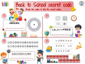 Back to School secret codes - Treasure hunt 4 Kids