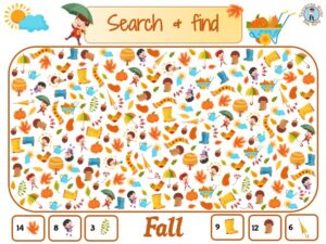 Fall Look and Find - Free Printable PDF game - Treasure hunt 4 Kids