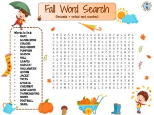 Fall Word Search - Free Printable Puzzle - Treasure hunt 4 Kids