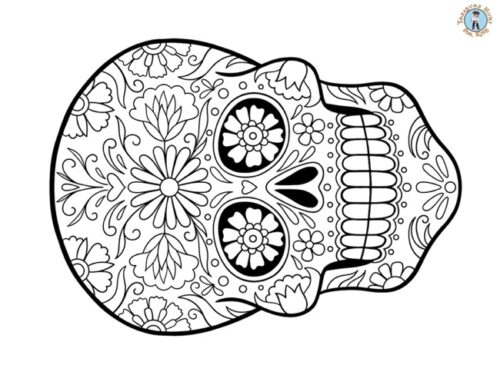 Sugar Skull Coloring Page - Treasure hunt 4 Kids