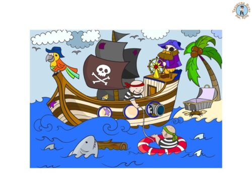 Pirates Coloring Page - Treasure hunt 4 Kids