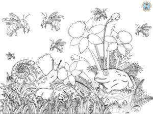 Bugs Coloring Page - Treasure hunt 4 Kids