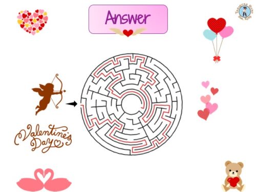 Valentine's Day maze - Free Printable Puzzle - Treasure hunt 4 Kids