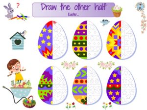 Easter draw the other half - Kids worksheet - Treasure hunt 4 Kids