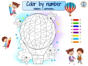 Hot Air Balloon color by number - Treasure hunt 4 Kids