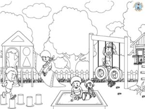 Park Coloring Page - Treasure hunt 4 Kids