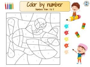 Color by number 1-5 - Treasure hunt 4 Kids